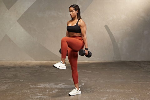 Tutorial: Dumbbell single-leg RDL to high knee
