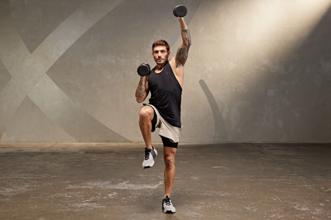 Tutorial: Dumbbell alternating narrow press + march